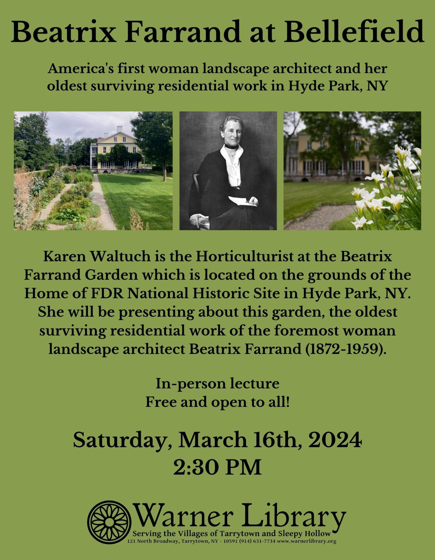 Beatrix Farrand at Bellefield (Local History Lecture)